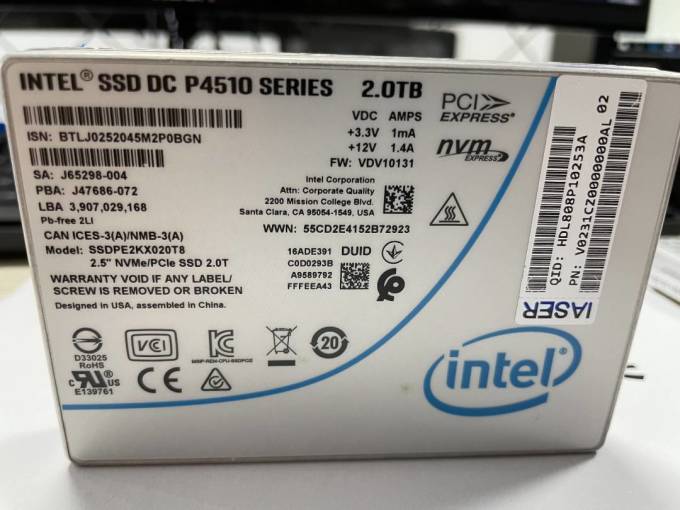 英特尔固态硬盘怎么样 Intel P4510 U2固态硬盘晒单_什么值得买