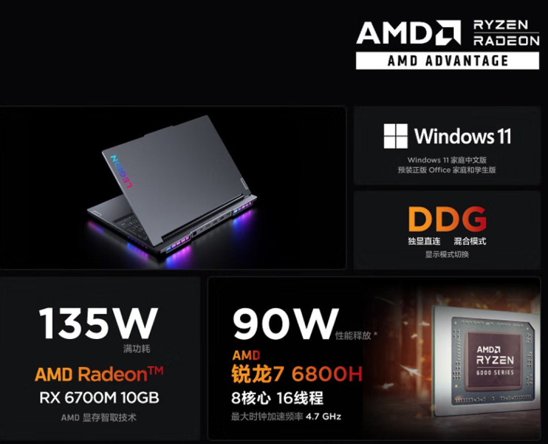 联想拯救者 R9000K 2022 游戏本：2.5K高刷屏、R7 6800H、RX 6700M首发价 14999 元_游戏本_什么值得买