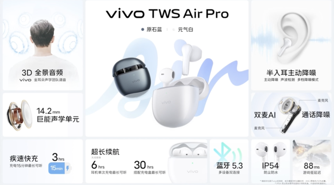 vivo TWS Air Pro 发布：ANC 主动降噪、30小时长续航、3D环绕低音首发价269元_蓝牙耳机_什么值得买