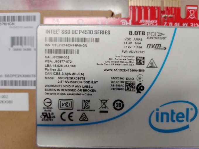 英特尔固态硬盘怎么样 非白盒的英特尔P4510-8T固态硬盘_什么值得买