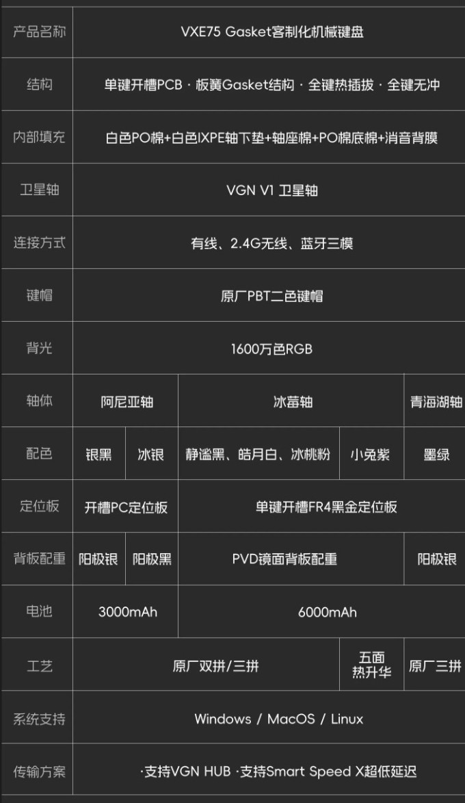 VGN VEX75铝坨坨今晚再次开启预售，并新增两个配色！_什么值得买
