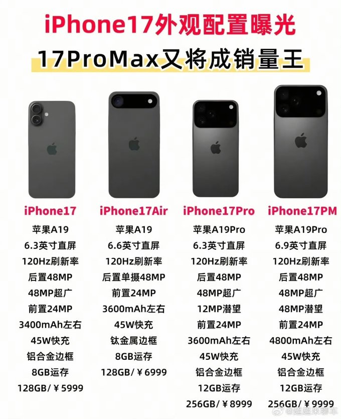 苹果iPhone怎么样 iPhone 17全系CAD设计图曝光_什么值得买