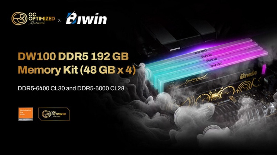 低延迟、192GB大容量：Biwin 佰维发布 DW100 Gold Edition DDR5 高端内存_台式机内存_什么值得买