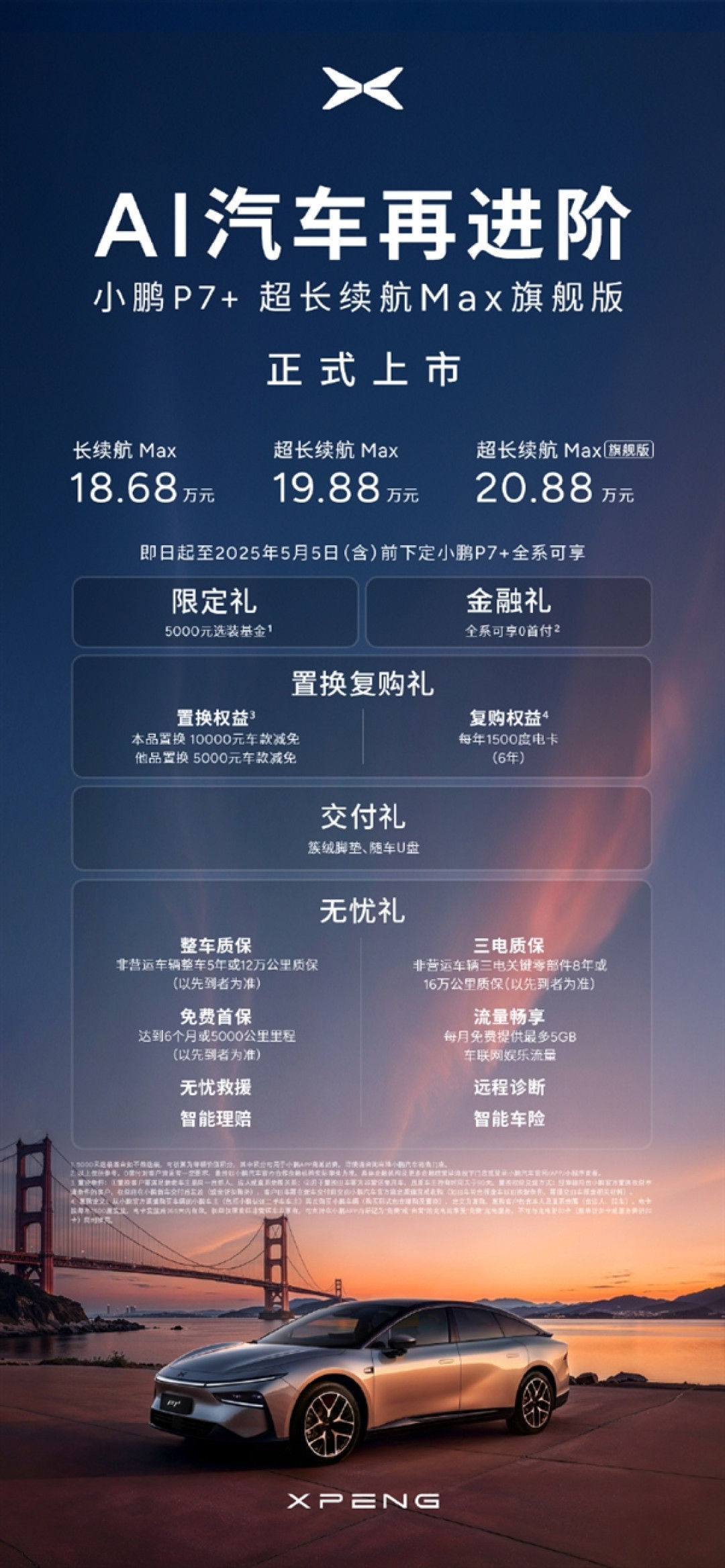 20.88万 小鹏P7+旗舰版上市：5C超充补能速度媲美加油_新能源车_什么值得买