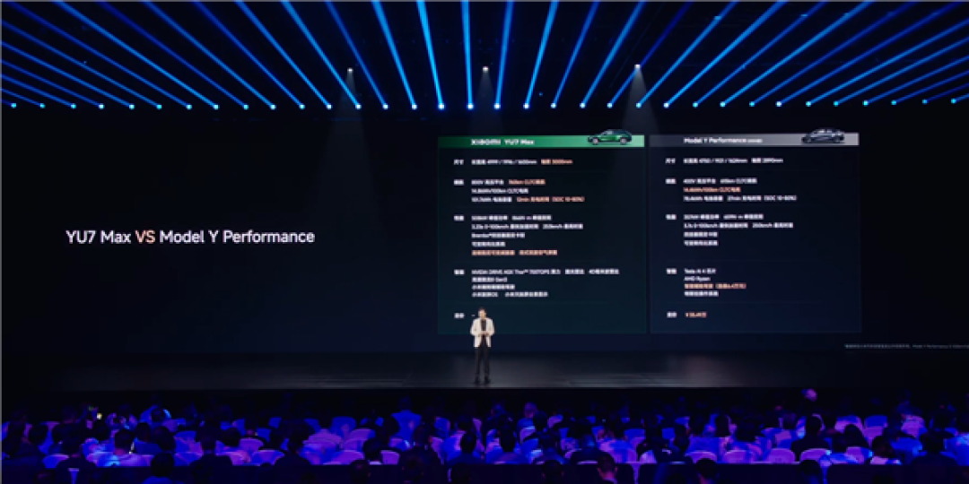 雷军现场拿小米YU7对比Model Y：光看配置就比特斯拉贵6、7万_新能源车_什么值得买