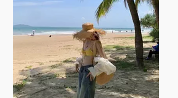 解锁时尚新风尚：Yilann 一澜春夏水洗蓝色高腰阔腿裤_女士牛仔裤_什么值得买