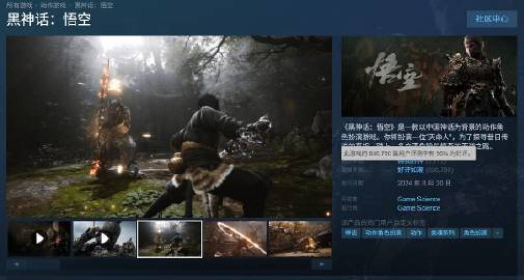 《黑神话》首波促销点燃市场，Steam国区登顶，全球第四，破国产3A新纪录_电脑游戏_什么值得买