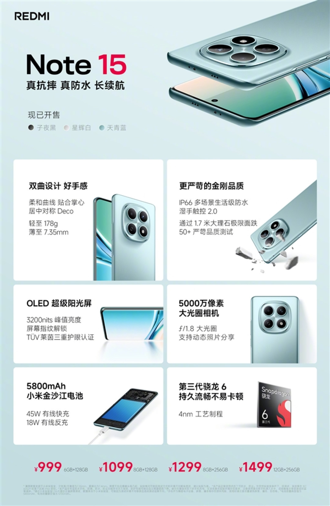 Note最强标准版！REDMI Note 15发布：999元起_安卓手机_什么值得买