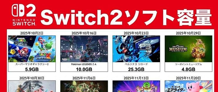 存储危机！Switch2即将发售游戏容量统计、 FF7高达87G_游戏机_什么值得买